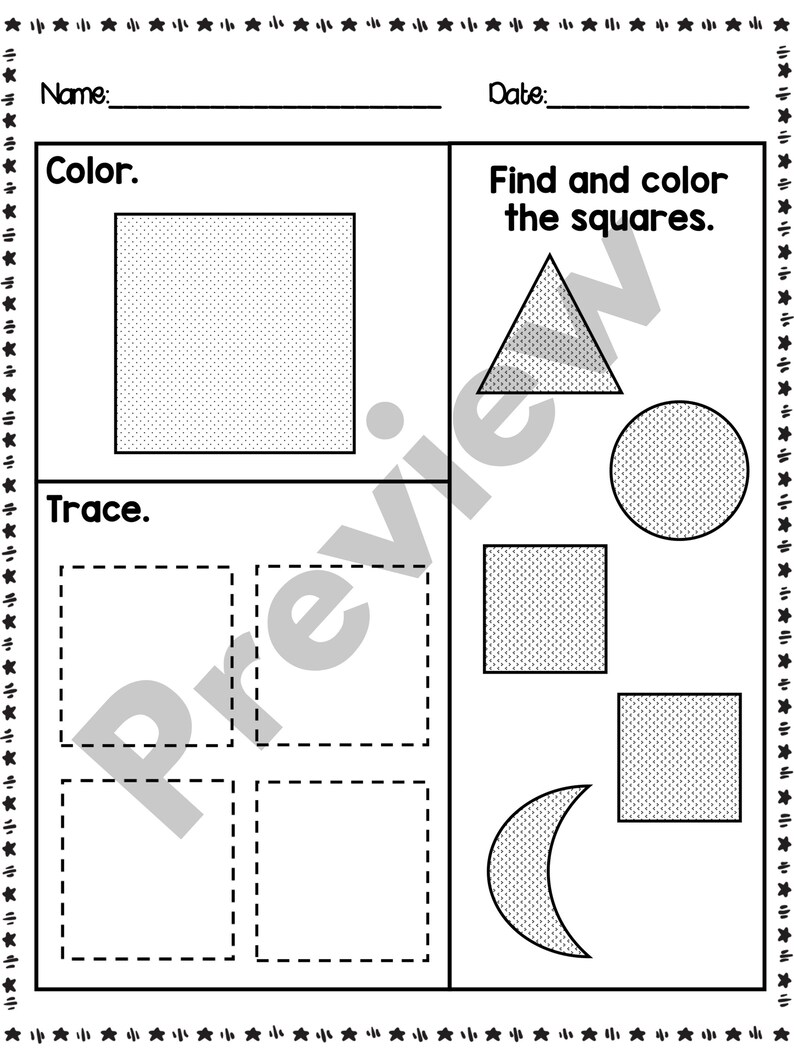 Shapes Introduction Trace Worksheets | Preschool & Kindergarten ...