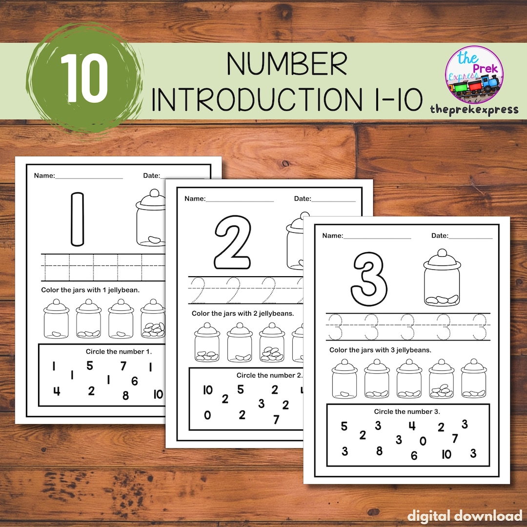 Number Introduction 1–10 Worksheets | Preschool & Kindergarten Counting ...