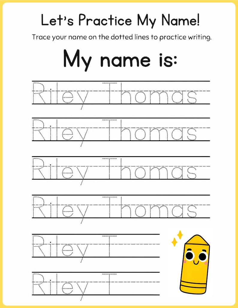 Preschool Custom PDF Name Tracing Worksheets - Etsy