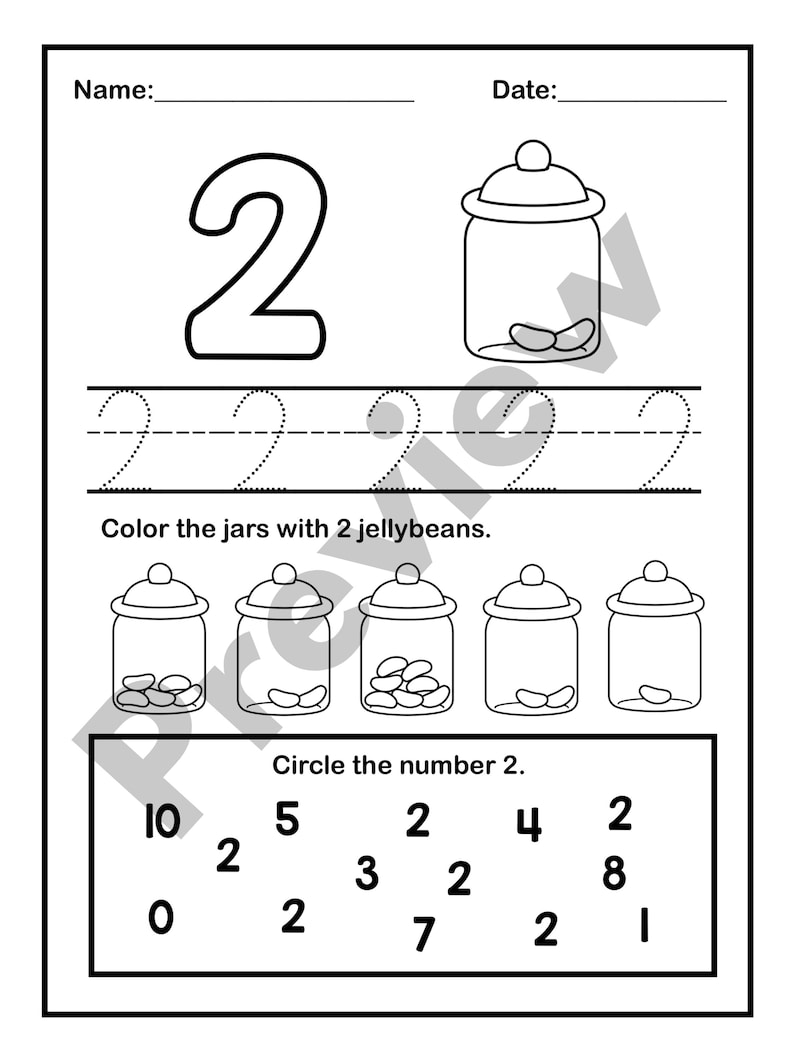 Number Introduction 1–10 Worksheets | Preschool & Kindergarten Counting ...
