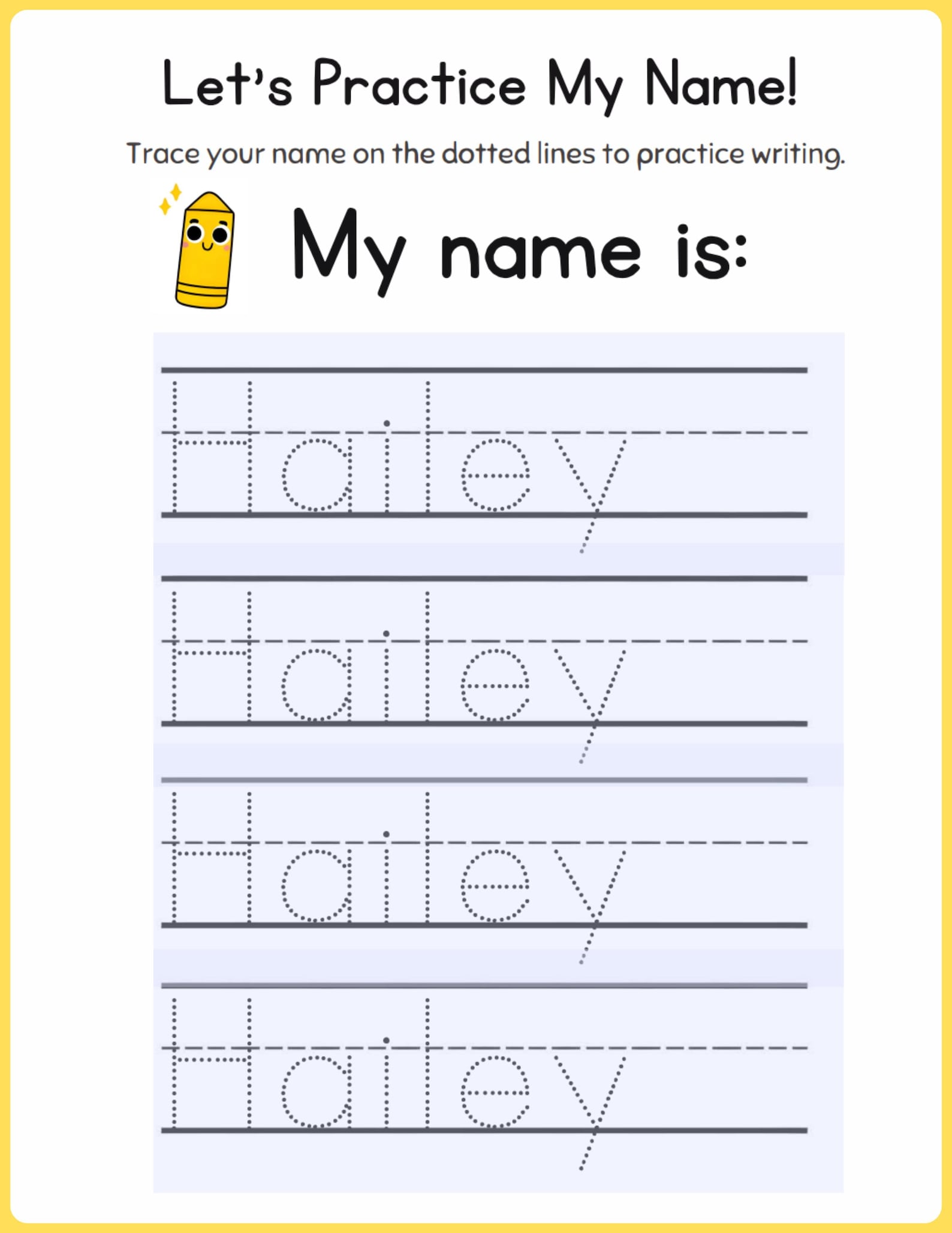 Preschool Custom PDF Name Tracing Worksheets - Etsy