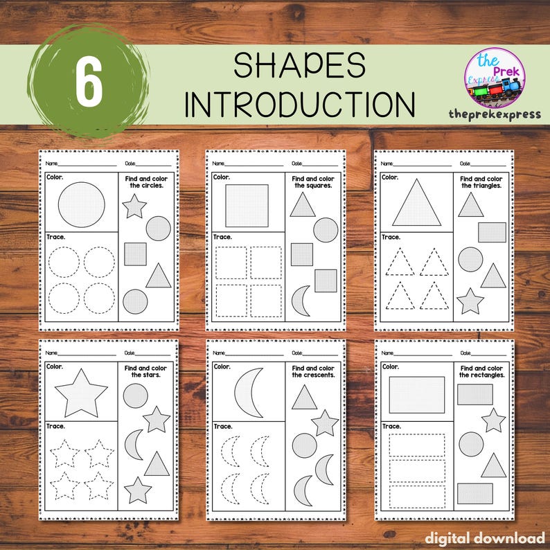 Shapes Introduction Trace Worksheets | Preschool & Kindergarten ...