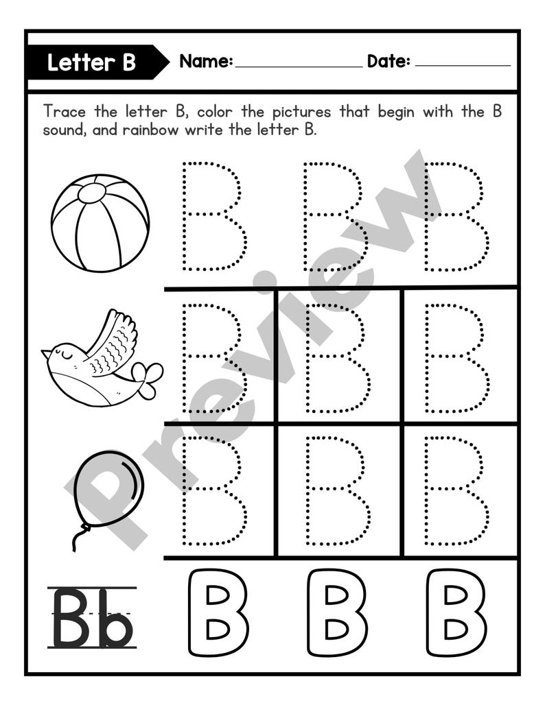 Alphabet Tracing Worksheets With Beginning Sounds | Preschool ...
