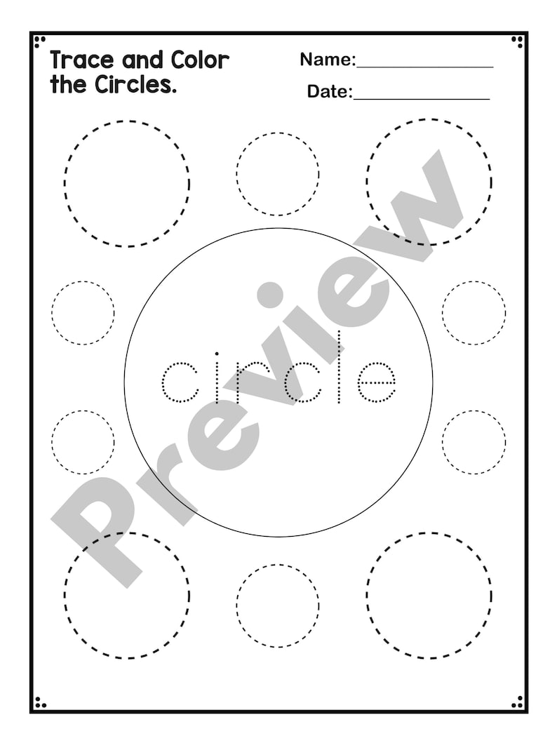 2D Shapes Trace & Color Worksheets: Preschool Geometry Activity (PDF ...