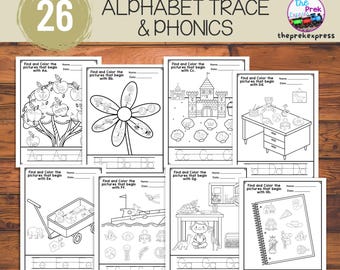 Alphabet Trace and Find Worksheets A–Z | Beginning Sounds & Letter ...
