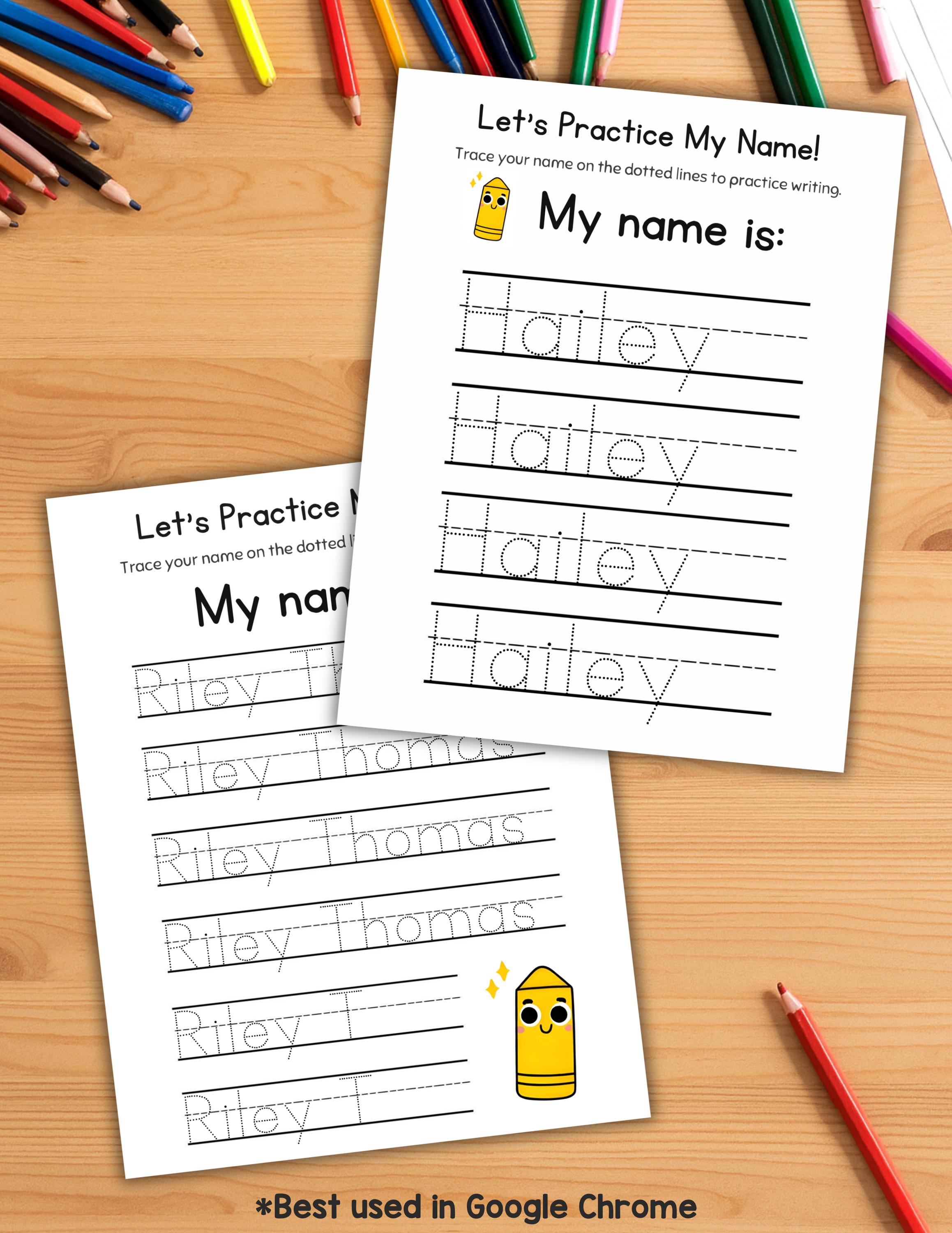 Preschool Custom PDF Name Tracing Worksheets - Etsy