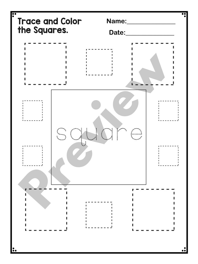 2D Shapes Trace & Color Worksheets: Preschool Geometry Activity (PDF ...