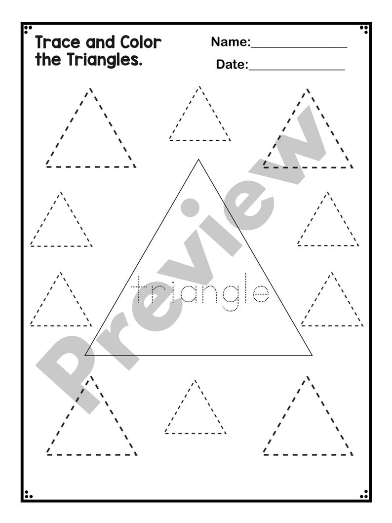 2D Shapes Trace & Color Worksheets: Preschool Geometry Activity (PDF ...