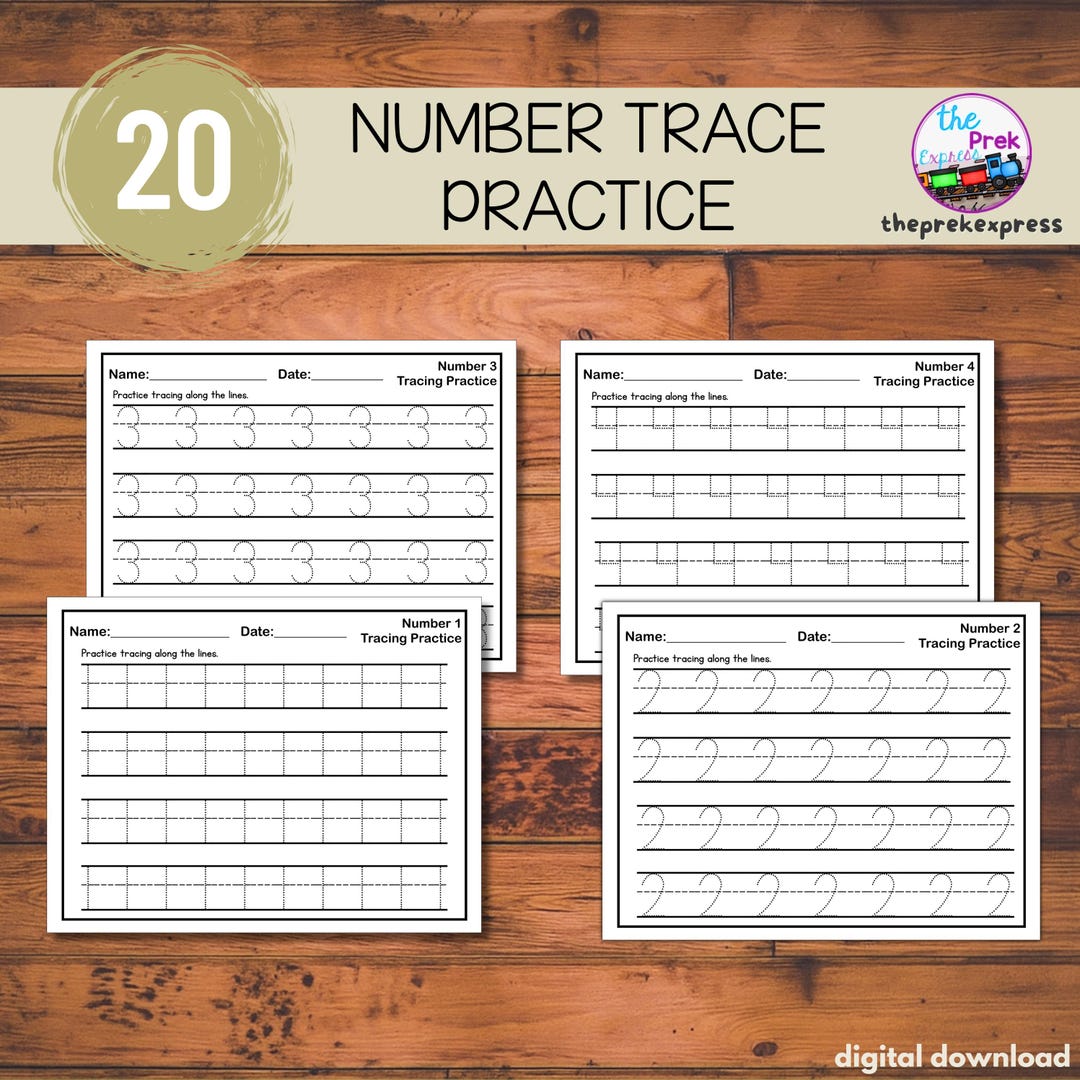 Number Trace 1–20 Worksheets | Preschool & Kindergarten Counting ...