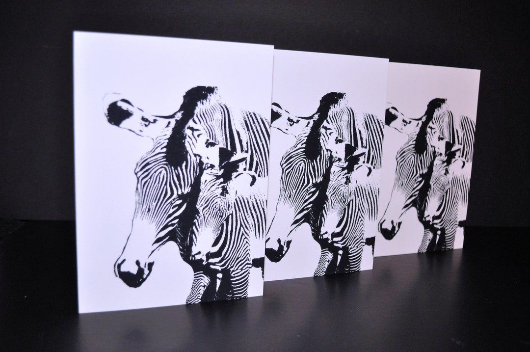 Set of 2 High Quality Zebra Note Cards 5 X 7 Blank Inside - Etsy