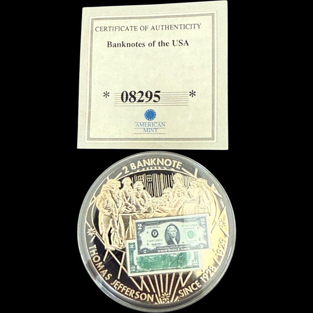 American Mint Banknotes of the USA Thomas Jefferson 2 Dollar Banknote ...