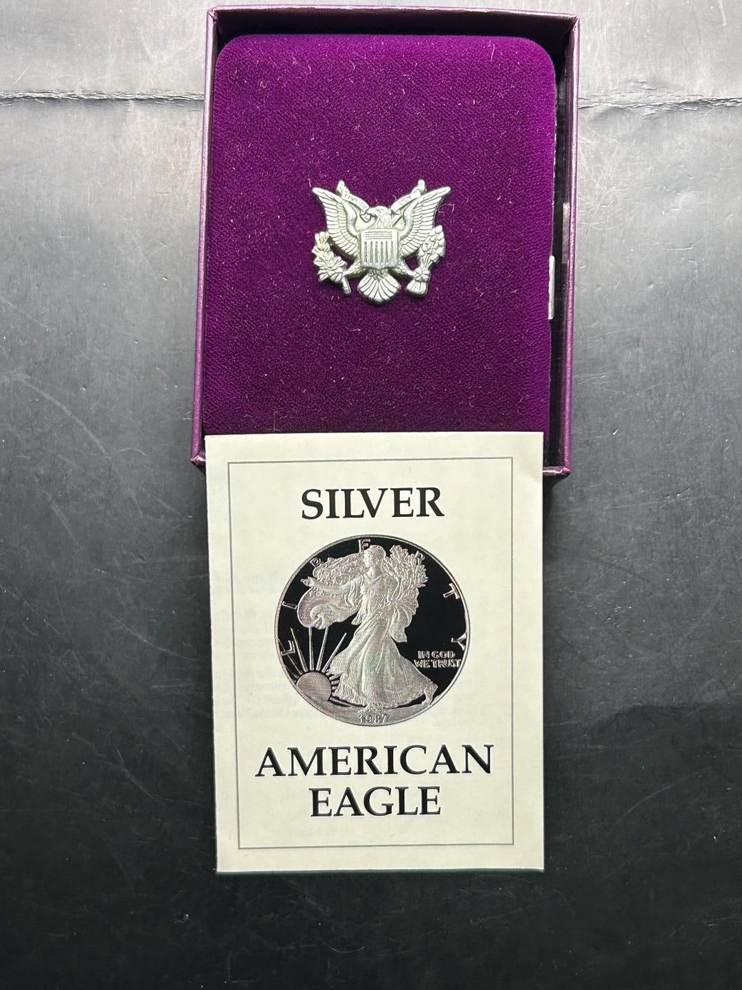 Beautiful 1987-S Proof American Silver Eagle With Velvet Box, Storage ...