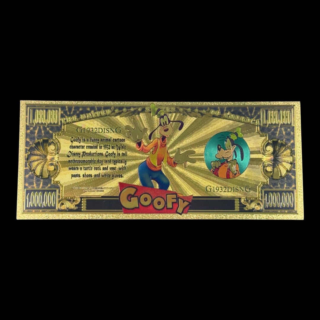 One Million Dollar Disney Goofy Gold Foil Bill - Etsy
