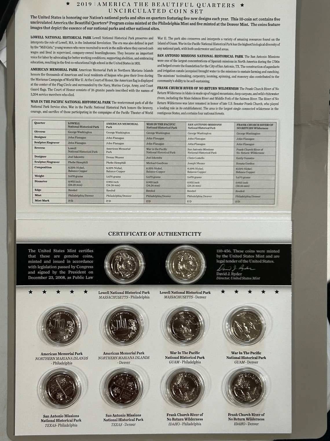 2019 American the Beautiful Quarters, Uncirculated Coin Set (P&D) - Etsy