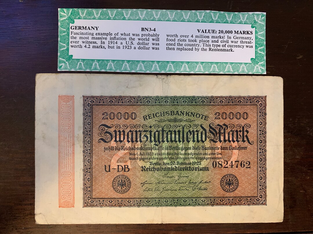 Beautiful Vintage 1923 20,000 Mark, Germany, Republic Treasury Note - Etsy