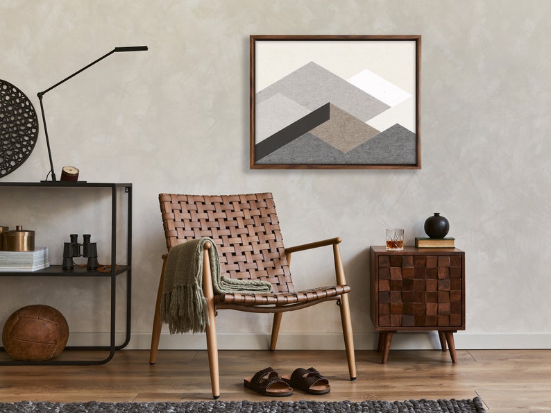 Large Abstract Mountain Art, Minimalist Scandinavian Wall Art, Mountain ...
