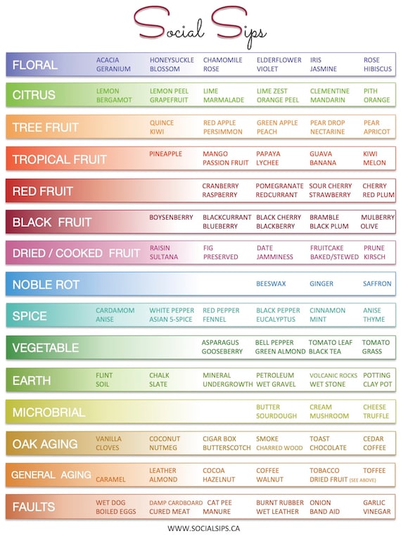 Wine Flavour Chart 8.5 X 11 INSTANT DOWNLOAD Etsy