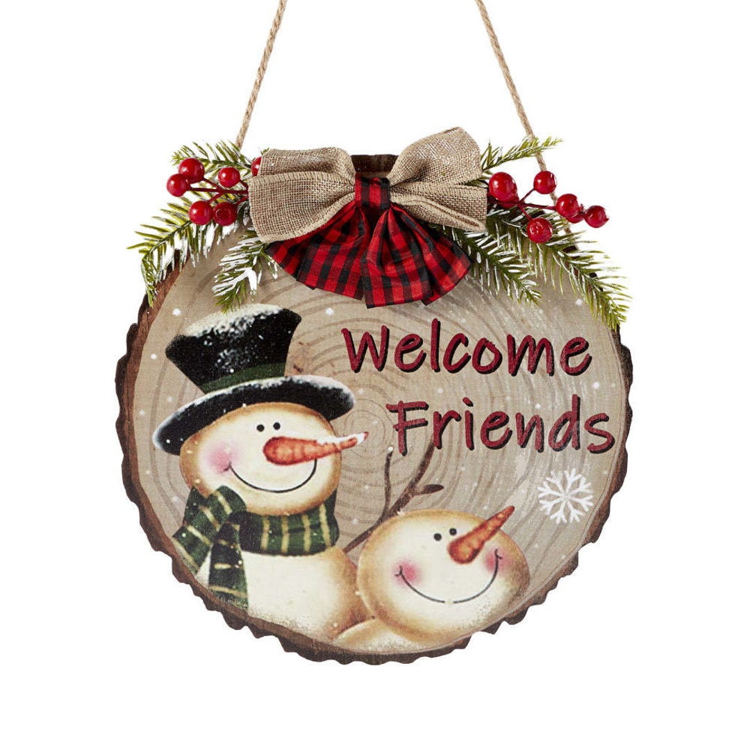 Christmas Welcome Sign Wood Farmhouse Porch Decor Hanging Decoration - Etsy