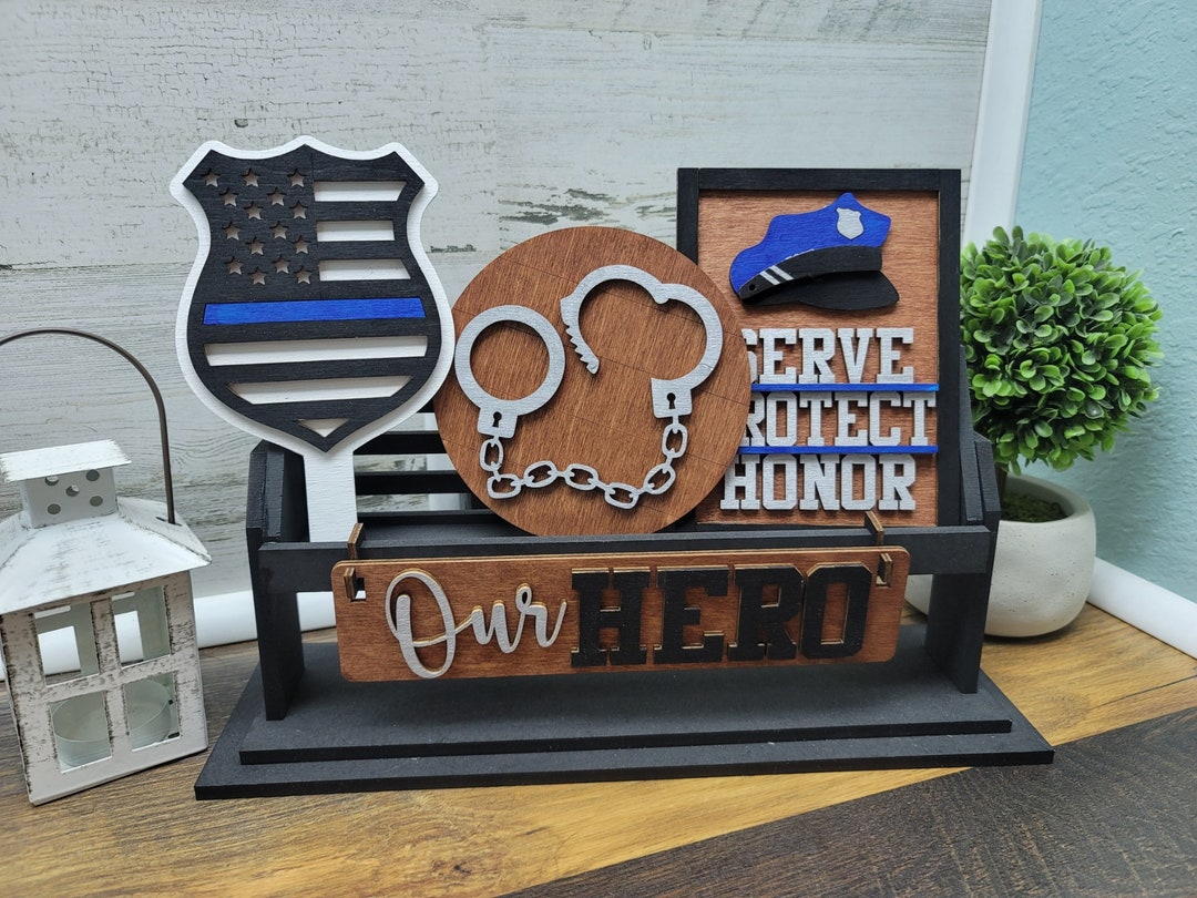 Police Shelf Sitter Insert Police Hero Tiered Tray Signs Celebrate Our ...