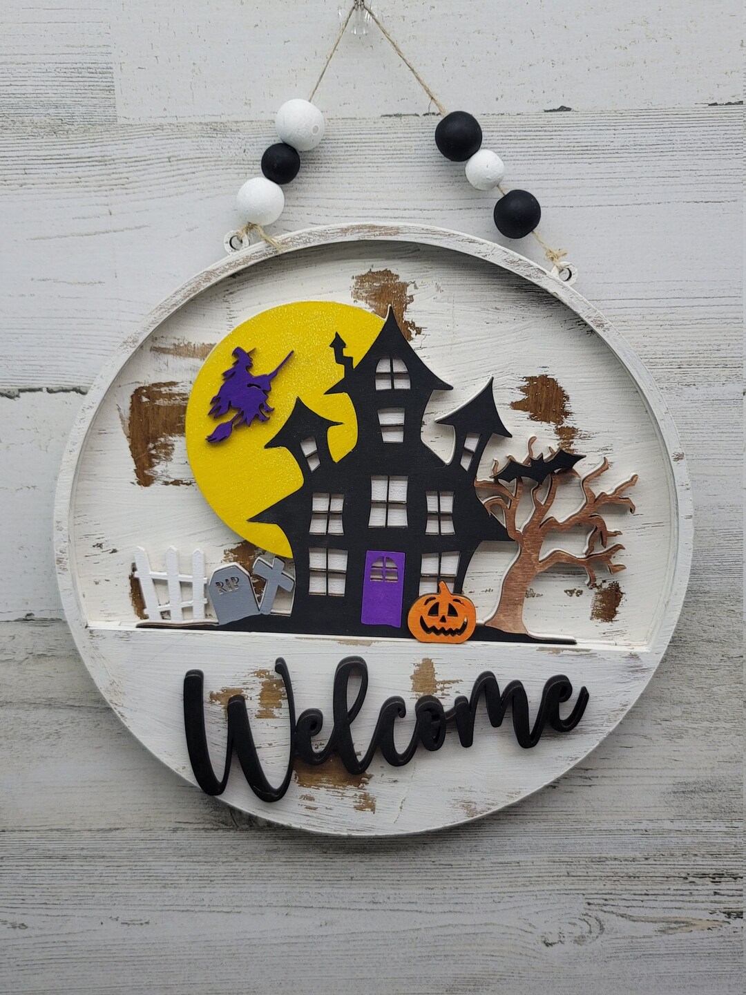 Hand Painted Halloween Welcome Sign Insert - Etsy