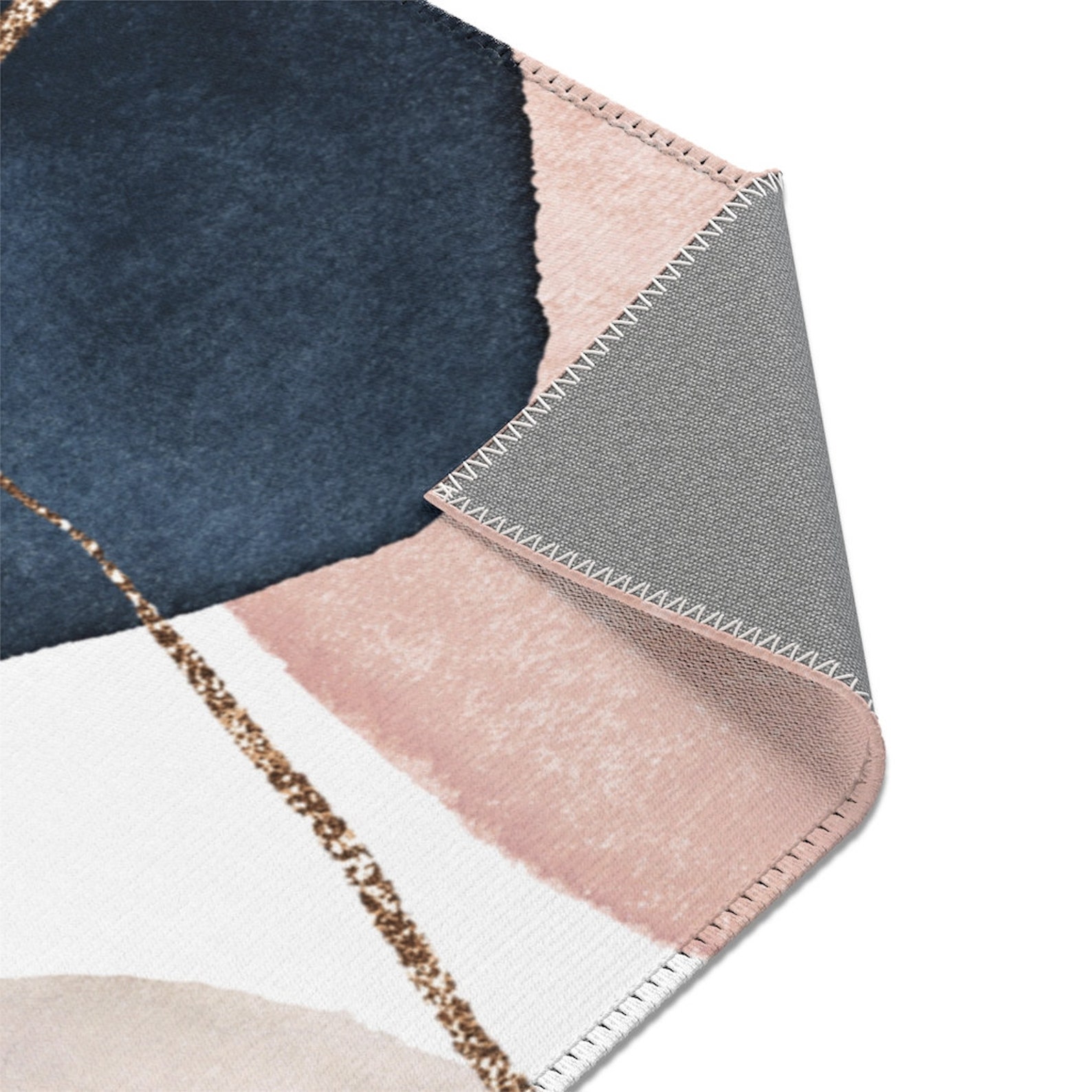 Boho Chic Area Rugs Navy Ivory Gold Blush Pink Abstract - Etsy