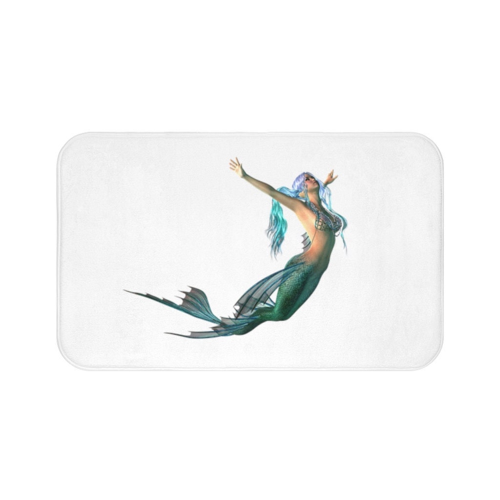 Aqua Mermaid Bath Mat Mermaid Bathroom Decor - Etsy