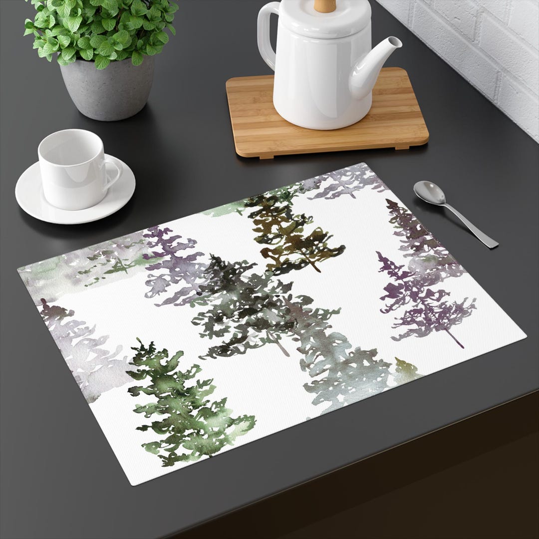 Woodlands Placemat, Dining Table Decor, Housewarming Gift, Pine Trees ...