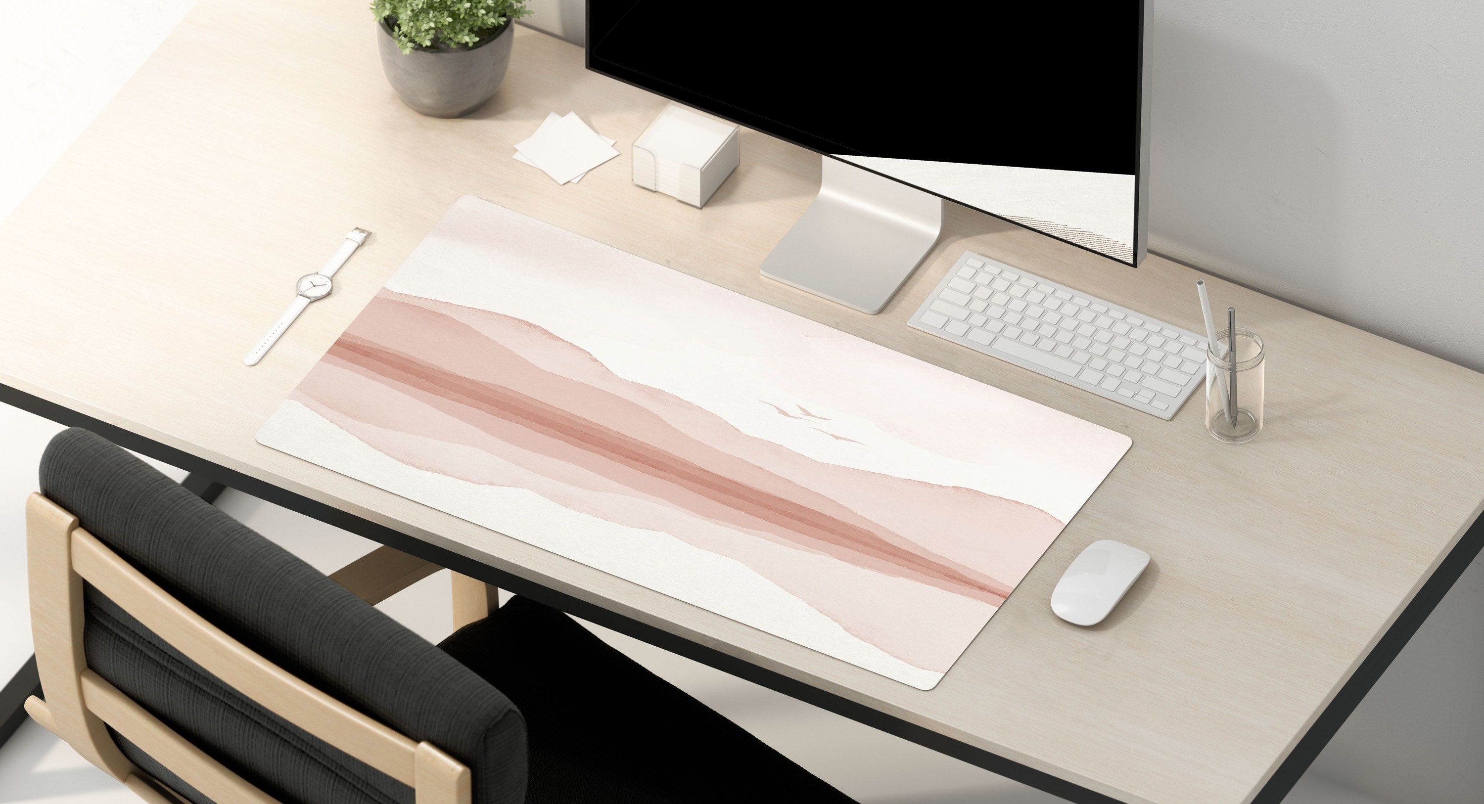 Abstract Desk Mat Blush Pink Beige Wild Nature Grass Boho - Etsy