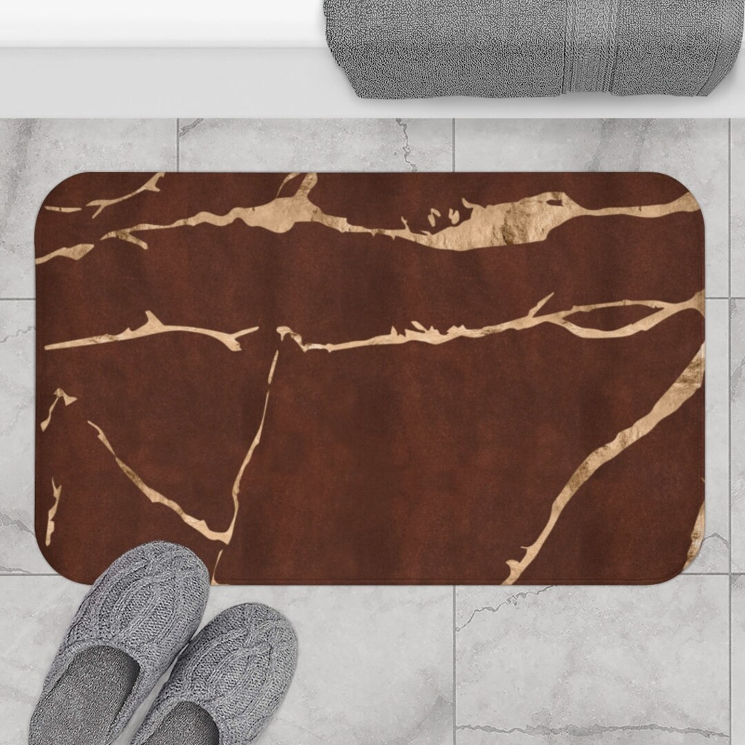 Bohemian Bath Mat: Rust Brown Wood Grain, Modern Abstract Decor - Etsy