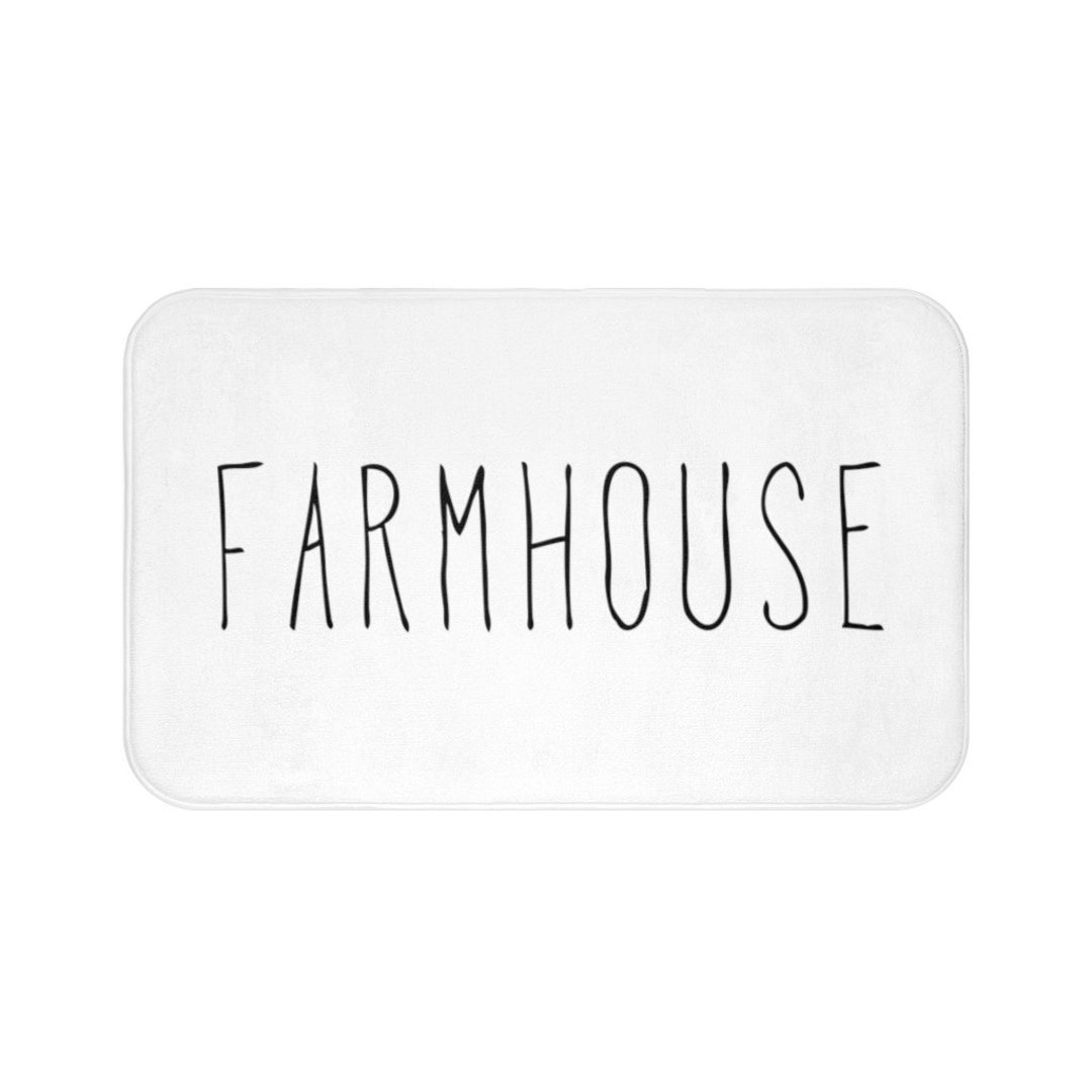 Farmhouse Bath Mats and Rugs, Rae Dunn Inspired Bath Rug, White Black ...