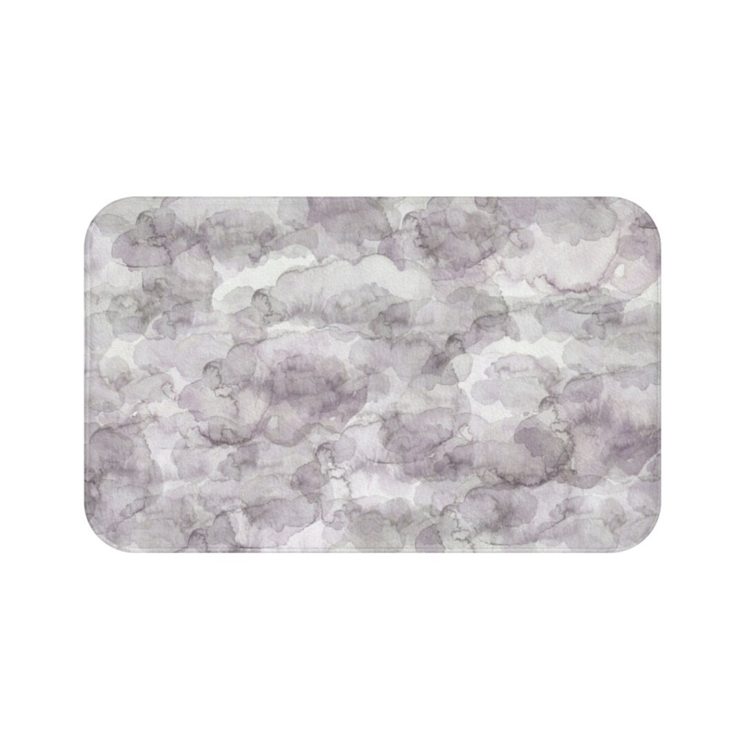 Boho Bath Mats and Rugs, Grey Lavender, Lilac Ombre Watercolor, Modern ...