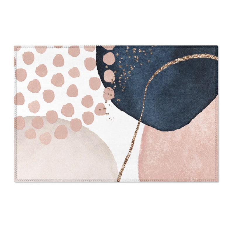 Boho Chic Area Rugs Navy Ivory Gold Blush Pink Abstract - Etsy