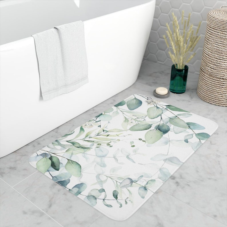 Boho Shower Curtain Bath Mat Hand Bath Towel Eucalyptus - Etsy
