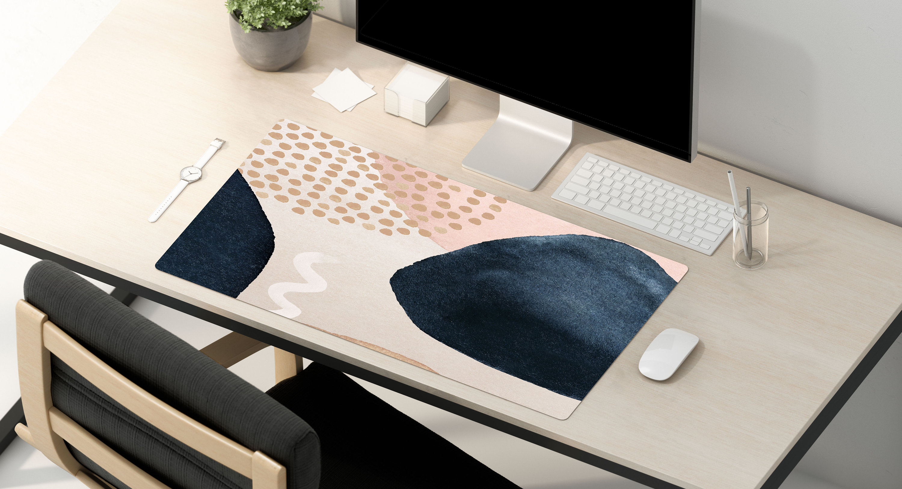 Fancy Workstation Gold Rustic Large Mousepad Home Office Decor Navy ...