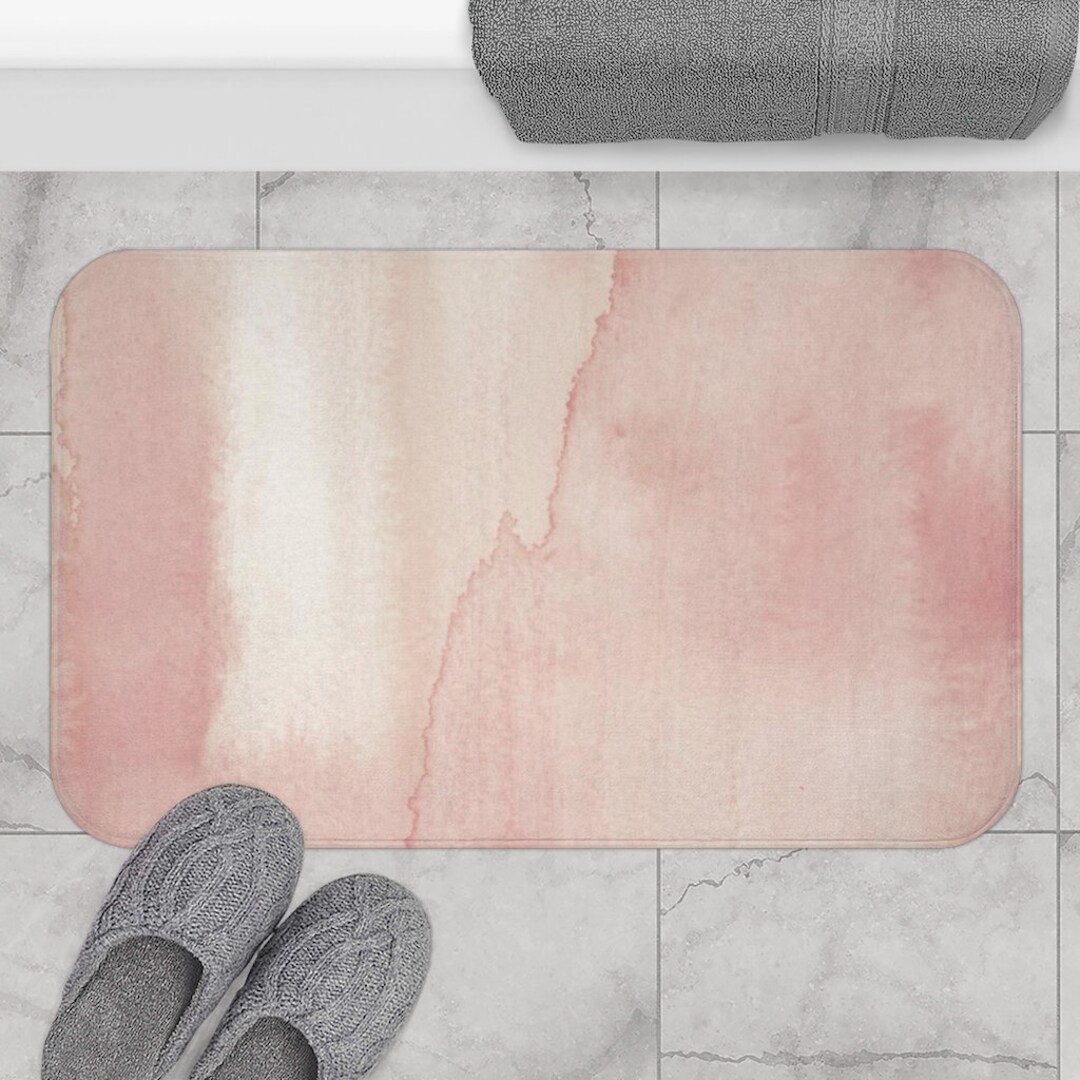 Cute Bath Mats and Rugs, Blush Pink Ombre, Watercolor Abstract ...