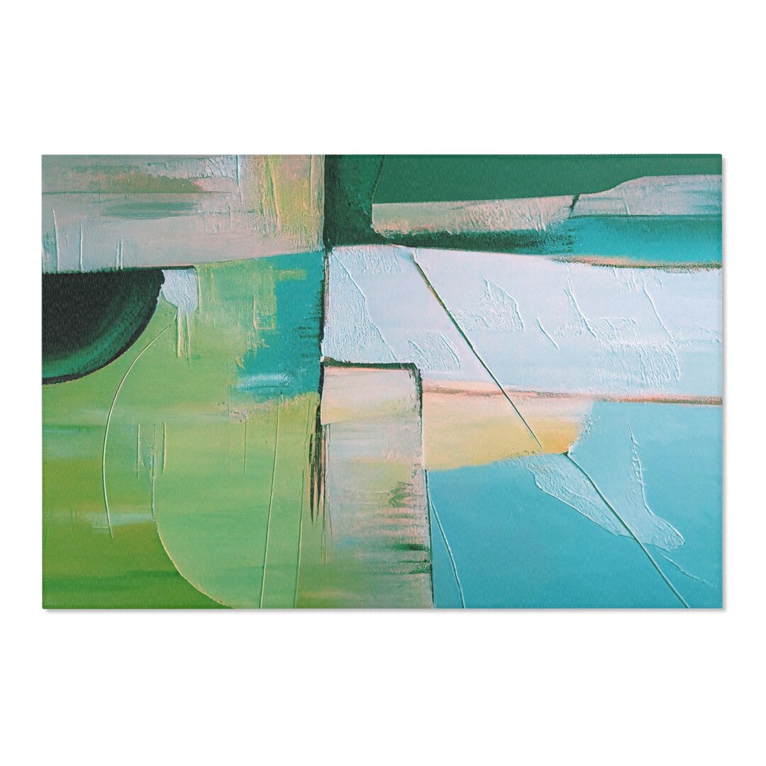 Boho Area Rug, Abstract Modern Minimalist Rug Earthy Neutral Teal Blue ...