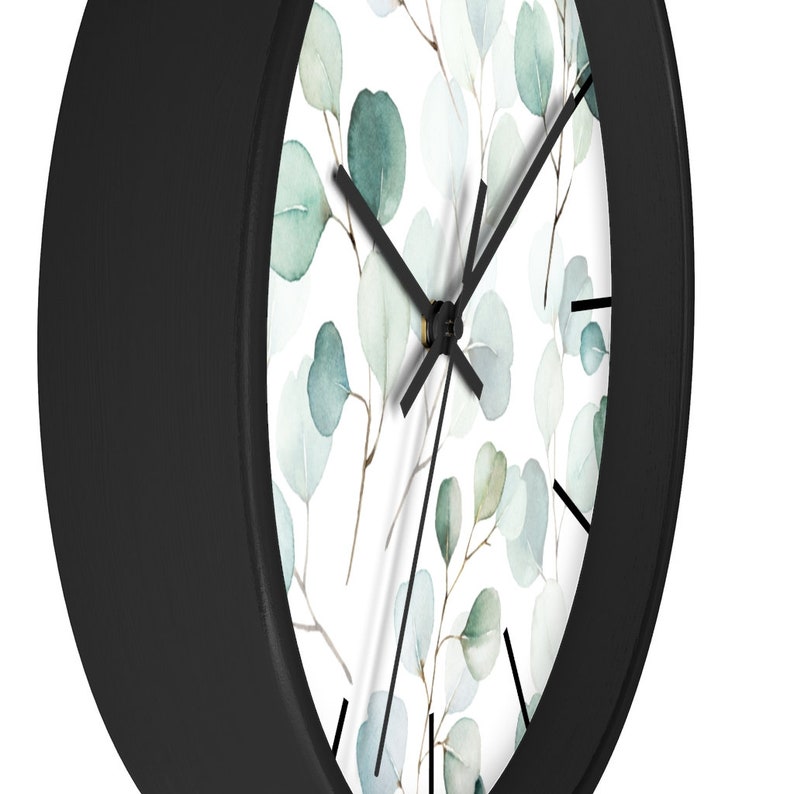 Eucalyptus Wall Clock Floral Wall Clock Mint Green Office or - Etsy