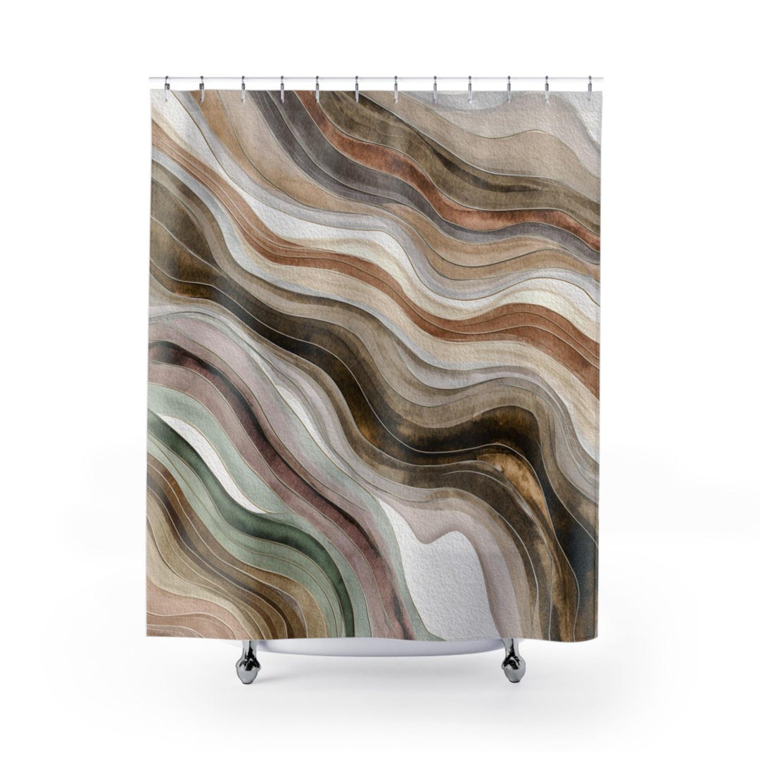 Abstract Shower Curtain - Earthy Neutral Bathroom Decor - Etsy