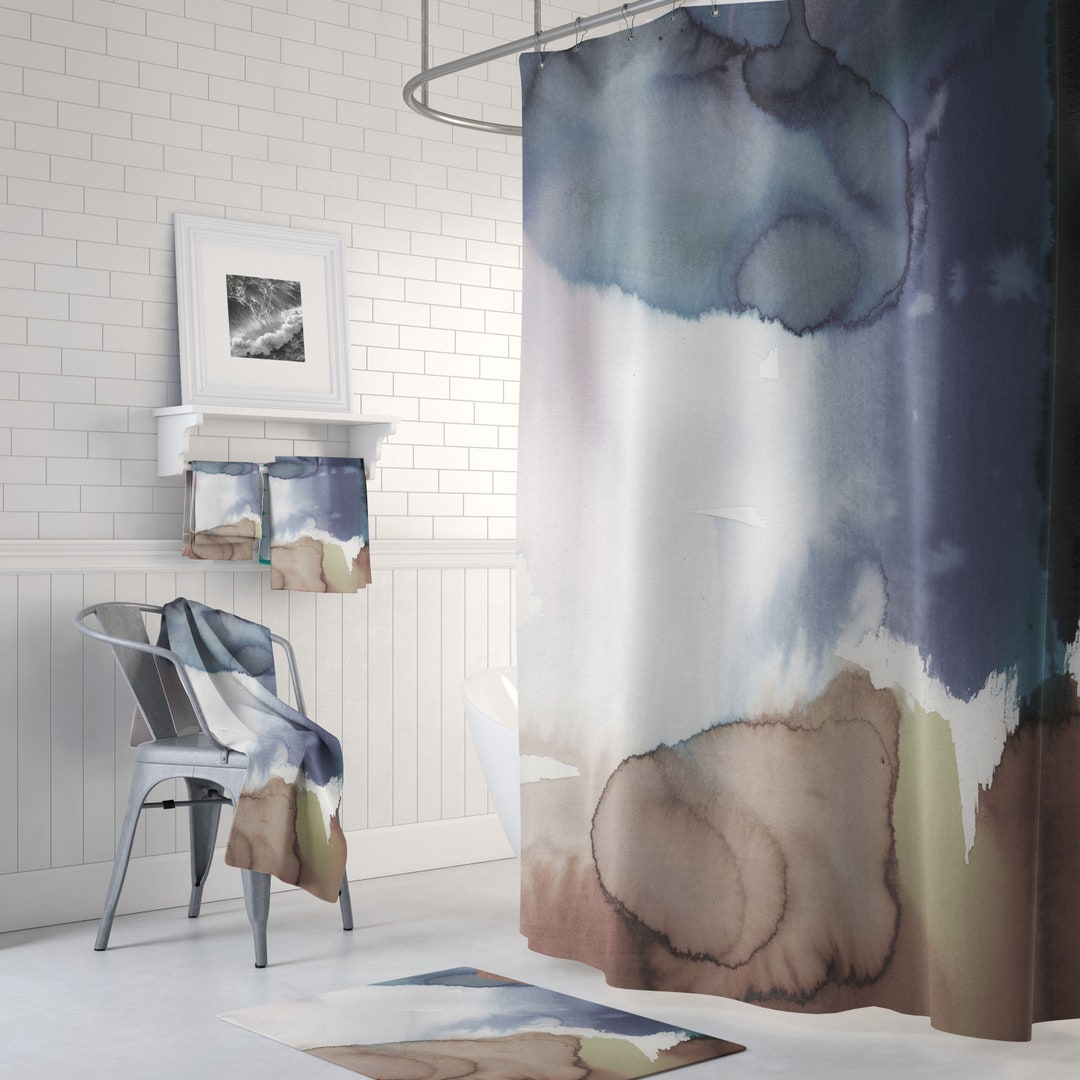 Abstract Art Shower Curtain Bath Mat, Bath and Hand Towels, Bathroom ...