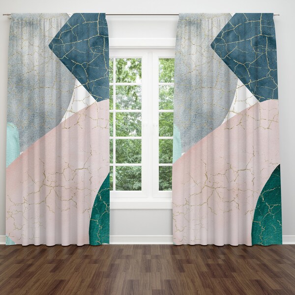 Pink Green and Blue Curtains - Etsy