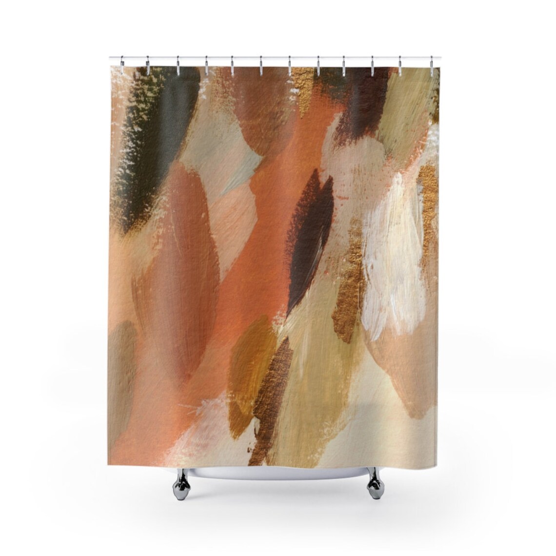Fabric Shower Curtain Rust Brown Burnt Orange Beige Brush | Etsy
