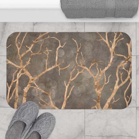 Bath Mats and Rugs Brown Taupe Beige Modern Abstract Art Tree Branches Bohemian Bathroom Set Decor Etsy UK