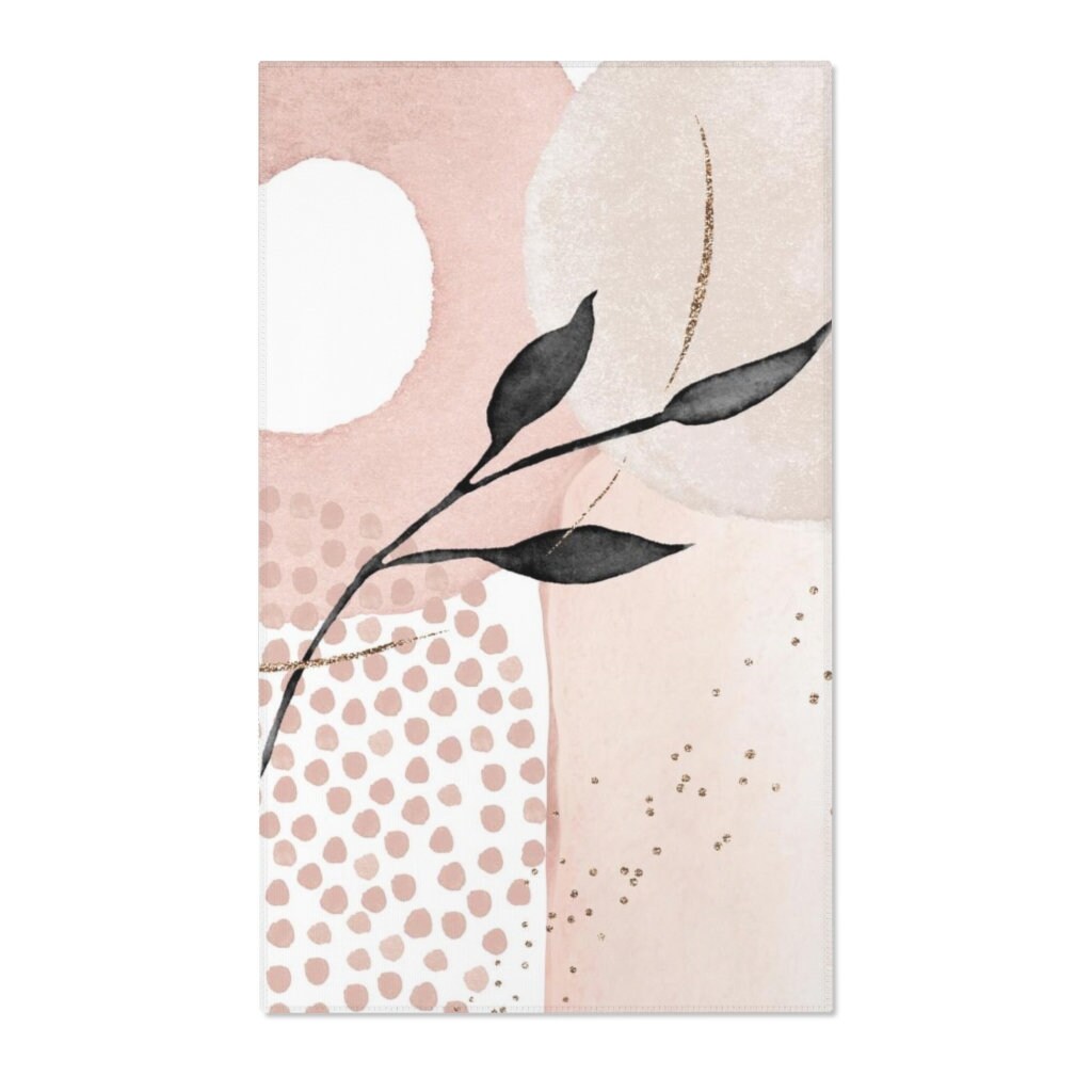 Boho Chic Abstract Area Rugs Pastel Blush Pink Beige Black - Etsy