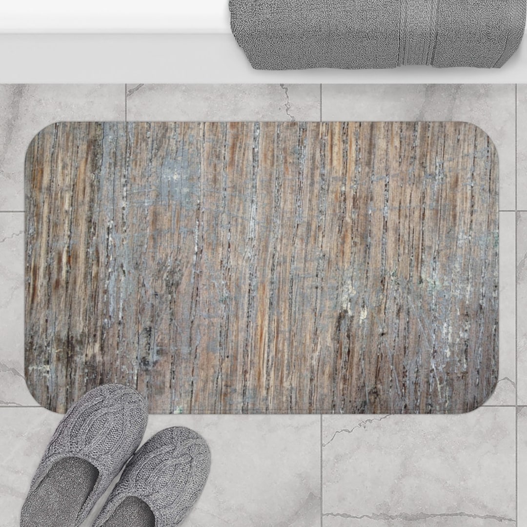 Bohemian Bath Mat, Rustic Wood Textured, Luxury and Elegant Abstract ...