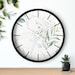 Eucalyptus Wall Clock, Floral Wall Clock, Mint Green and Gold Office or ...