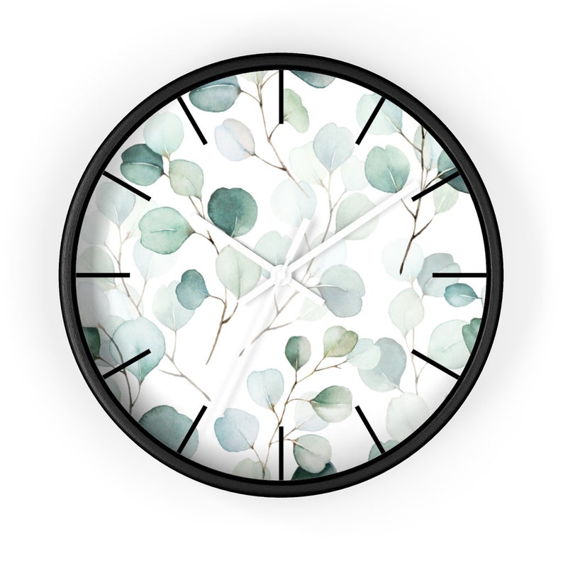 Eucalyptus Wall Clock Floral Wall Clock Mint Green Office or - Etsy