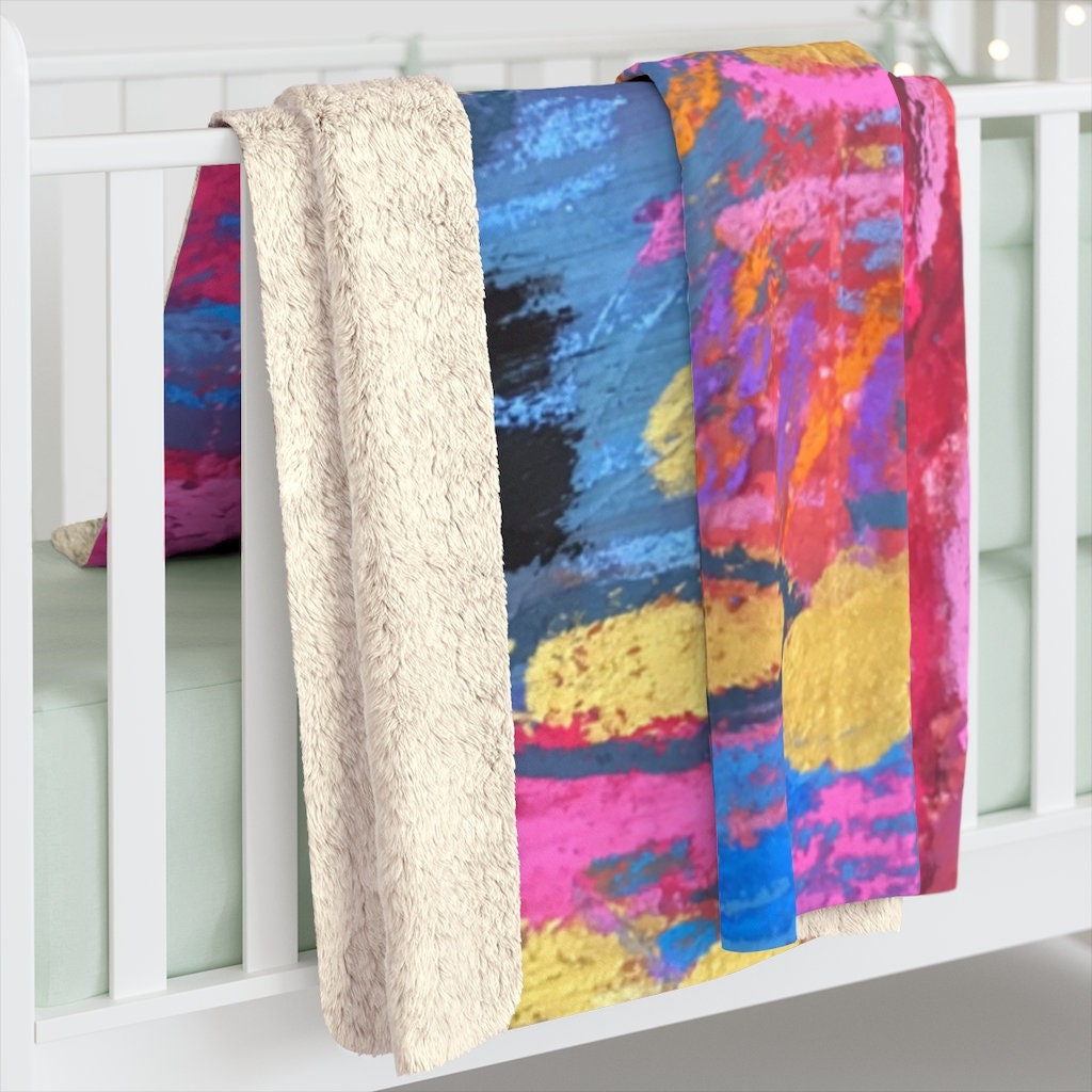 Cozy Comfy Blankets Colorful Abstract Pink Yellow Blue | Etsy