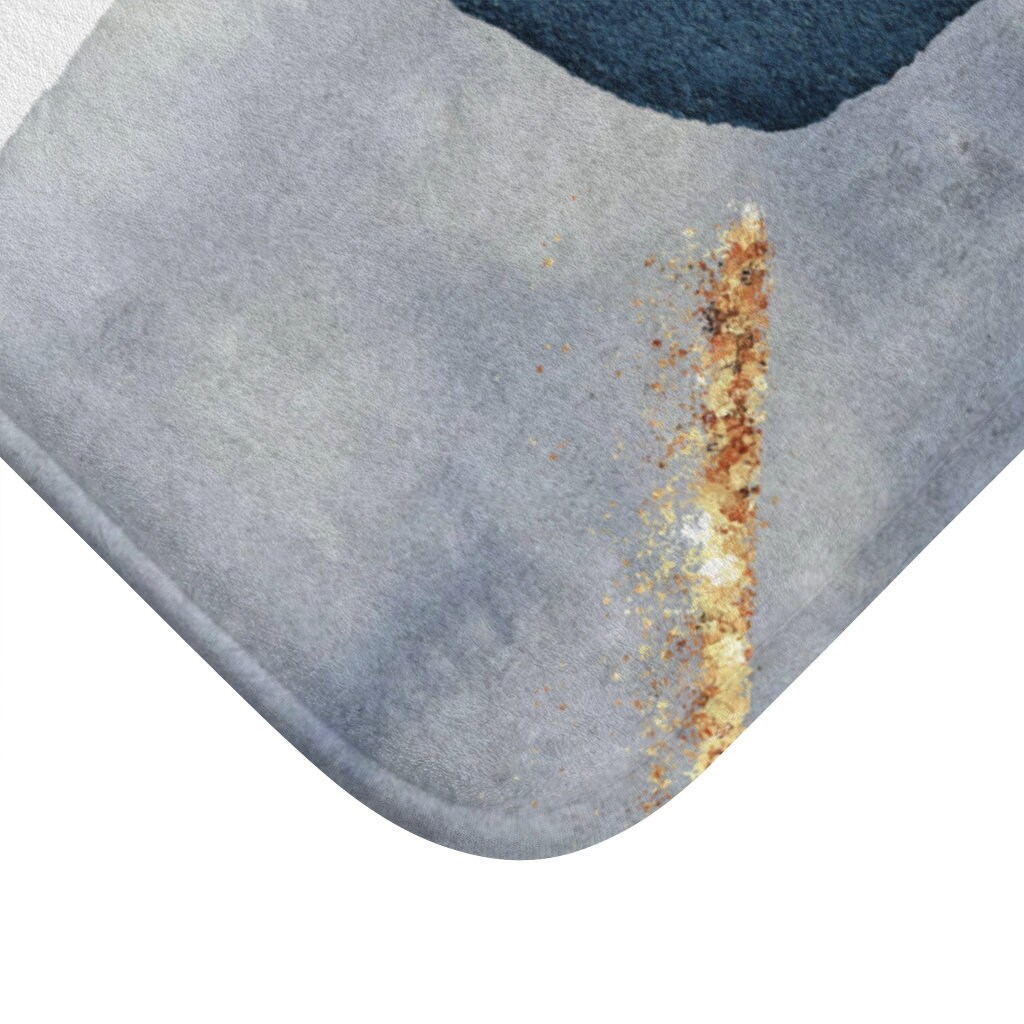 Boho Chic Abstract Bath Mat Dusty Navy Blue Beige Color - Etsy