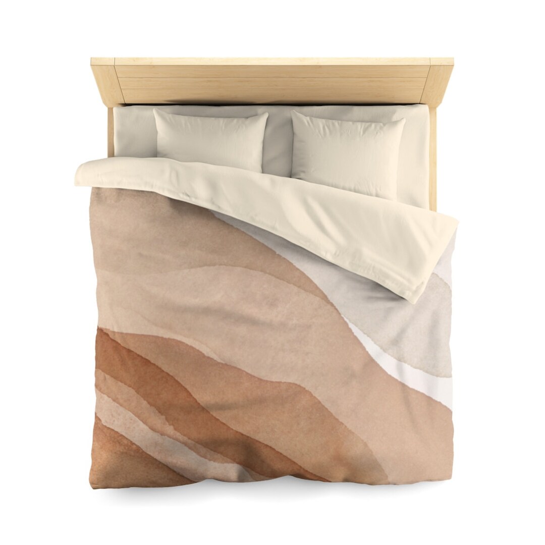 Abstract Duvet Cover, Desert Earth Tones, Brown Beige Ivory, Queen King ...