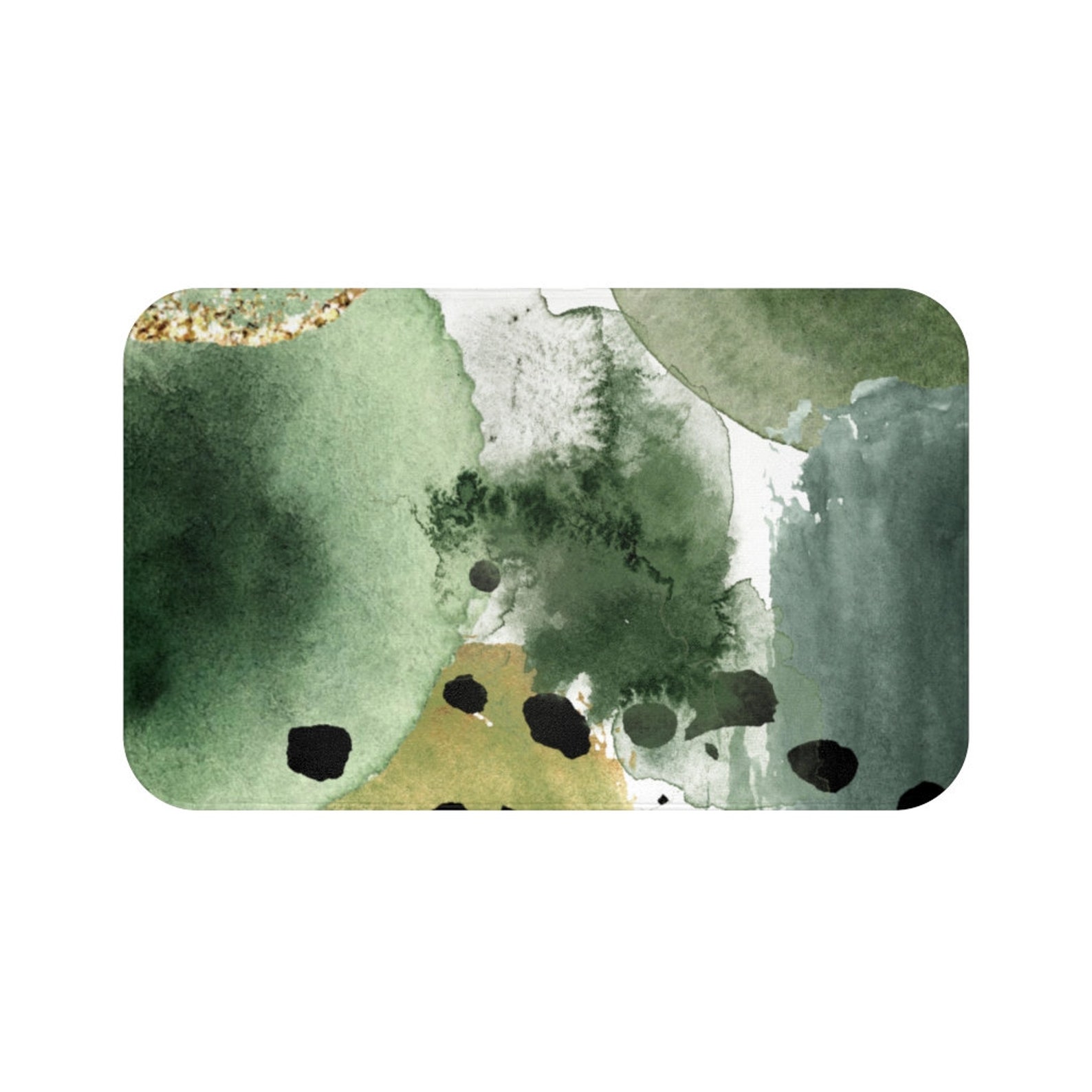 Bath Mat and Rug Modern Abstract Art Green Watercolor - Etsy